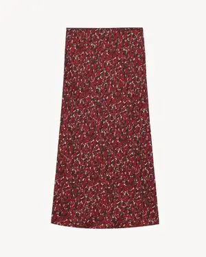 Saint Laurent Midi Skirt In Spotted Silk Muslin