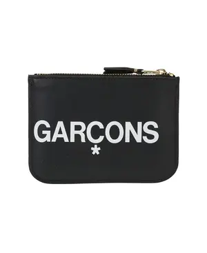 Comme Des Garçons Logo Printed Zip-up Clutch Bag - Black