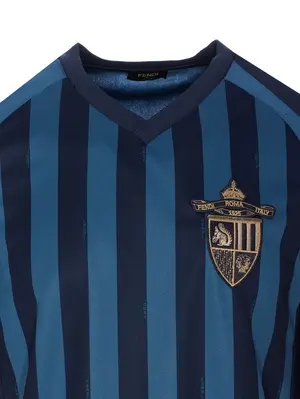 Fendi V-neck Striped T-shirt - Blue