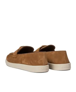 Prada Triangle Logo Slip-on Loafers - Brown