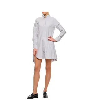 Thom Browne Striped Pleated Shirt Dress