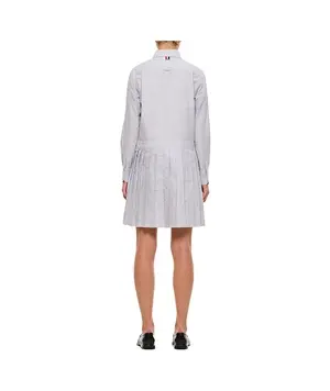 Thom Browne Striped Pleated Shirt Dress