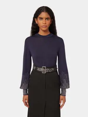 Rabanne Rivet Cuff Wool Sweater