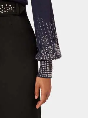 Rabanne Rivet Cuff Wool Sweater