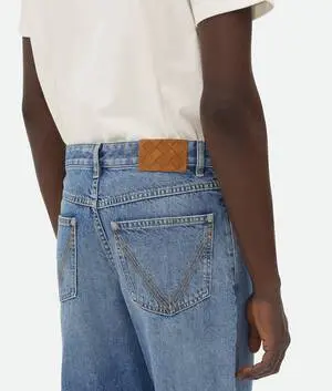 Bottega Veneta Washed Straight Leg Jeans - Medium Blue