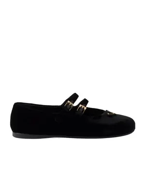 Prada Ballerina Flats With Buckle Detailing - Black
