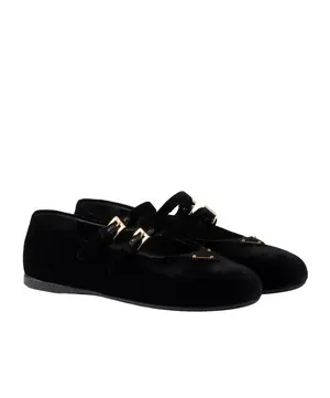 Prada Ballerina Flats With Buckle Detailing - Black