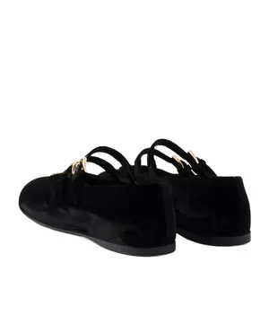 Prada Ballerina Flats With Buckle Detailing - Black