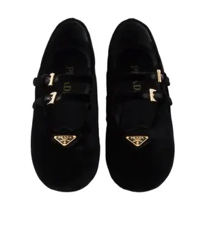 Prada Ballerina Flats With Buckle Detailing - Black