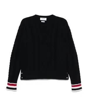 Thom Browne Aran Cable Stitch Pullover - Navy Blue