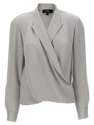 Theory V-neck Draped Blouse