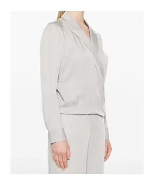Theory V-neck Draped Blouse - Grey