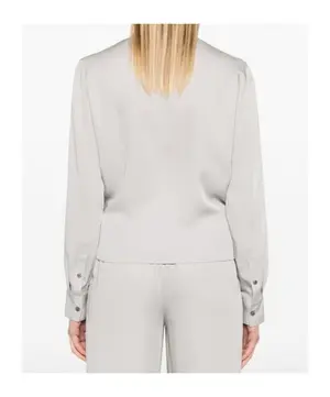 Theory V-neck Draped Blouse - Grey