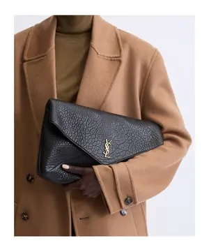 Saint Laurent Cassandre Large Envelope Pouch - Black