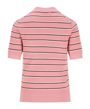 Miu Miu Short-sleeved Striped Knitted Polo Shirt