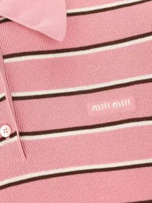 Miu Miu Short-sleeved Striped Knitted Polo Shirt