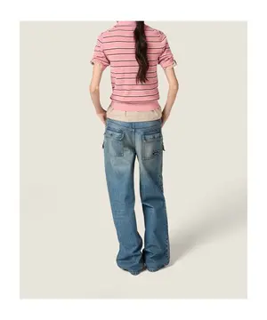 Miu Miu Short-sleeved Striped Knitted Polo Shirt