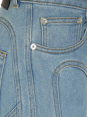 MUGLER Belted Straight Leg Jeans