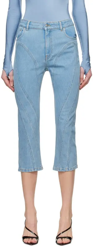 MUGLER Belted Straight Leg Jeans