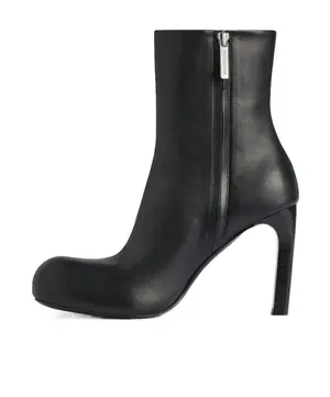 Balenciaga Round Toe Zip Up Heeled Boots