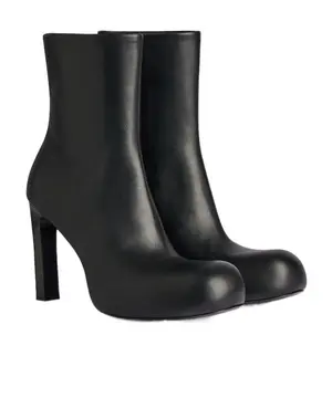 Balenciaga Round Toe Zip Up Heeled Boots