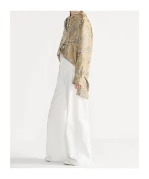 Dior Embroidered Butterfly And Palm Print Long Sleeve Blouse - White