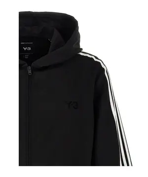 Y3 Zip-up Hoodie With Striped Cuffs