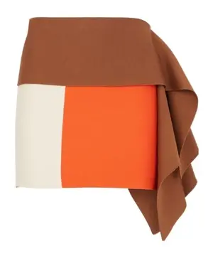 Fendi Asymmetric Mini Skirt - White/brown/orange