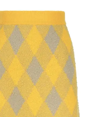 Burberry Checkered A-line Skirt - Yellow/gray