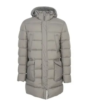 Herno Quilted Hooded Puffer Coat With Detachable Hood - Gray
