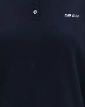 Miu Miu Long Sleeve Crewneck Jumper With Logo Detail