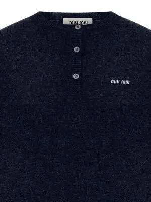 Miu Miu Long Sleeve Crewneck Jumper With Logo Detail