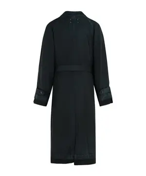 MAISON MARGIELA Belted Pointed-collar Coat - Black
