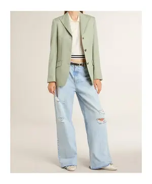 GOLDEN GOOSE Wide-leg Distressed Jeans - Blue