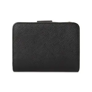 Prada Small Saffiano And Smooth Leather Wallet - Black