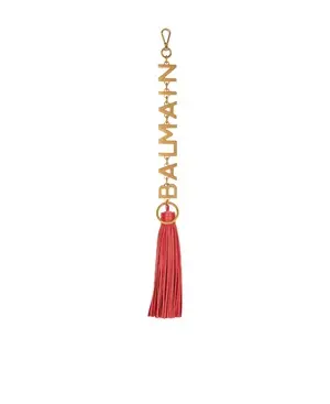 Balmain Leather Pompom Charm - Red