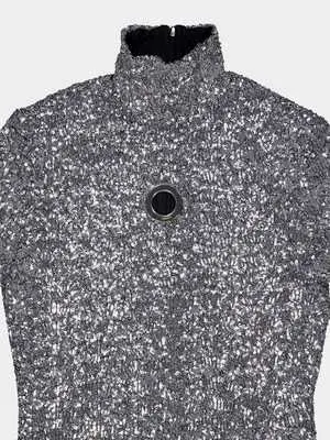 Rabanne Sequined Turtleneck Top With Cutout Detail - Silver