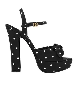 Dolce & Gabbana Polka Dot Satin Platform Sandals
