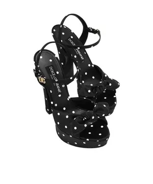 Dolce & Gabbana Polka Dot Satin Platform Sandals