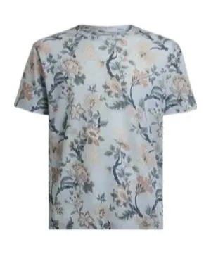 Etro All-over Floral Printed Crewneck T-shirt - Gray