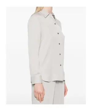 Theory Curved Hem Satin Shirt