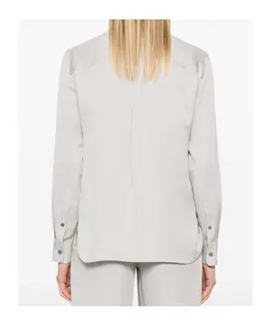 Theory Curved Hem Satin Shirt