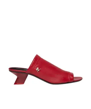 COURREGES Leather Mules - Ruby Colour