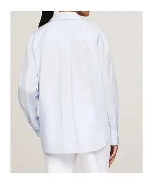 Tommy Hilfiger Long Sleeve Shirt With Lapel Collar And Patch Pockets - Blue