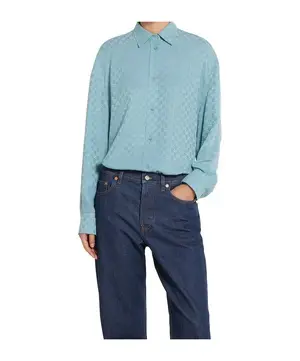 Gucci Gg Supreme Print Long Sleeve Shirt
