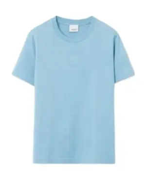 Burberry Logo Embroidered Cotton T-shirt - Blue