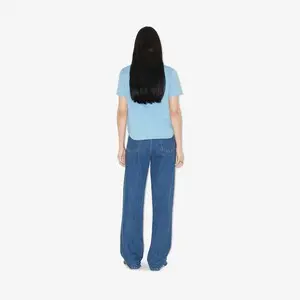 Burberry Logo Embroidered Cotton T-shirt - Blue