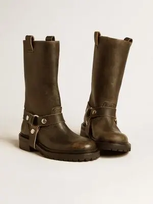 GOLDEN GOOSE Kurt Distressed Leather Boots - Black