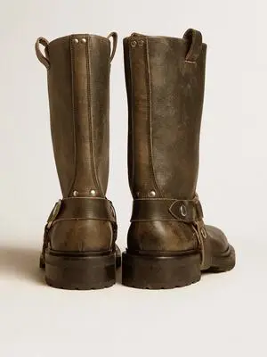 GOLDEN GOOSE Kurt Distressed Leather Boots - Black