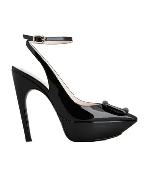 ROGER VIVIER Viv' Choc Lacquered Buckle Slingback Pumps